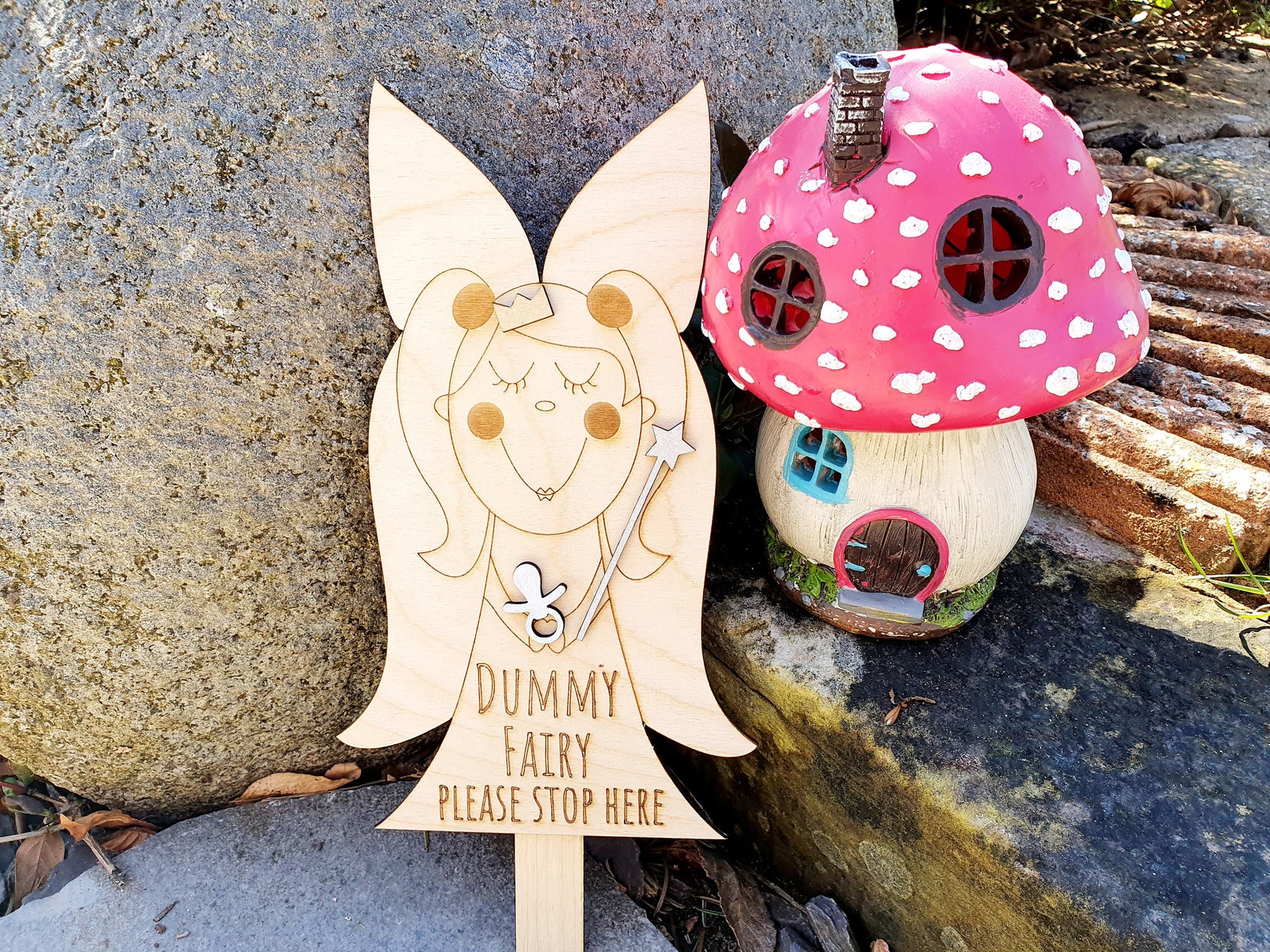 Dummy Fairy Please Stop Here Sign Wooden Dummy Fairy Sign | Etsy