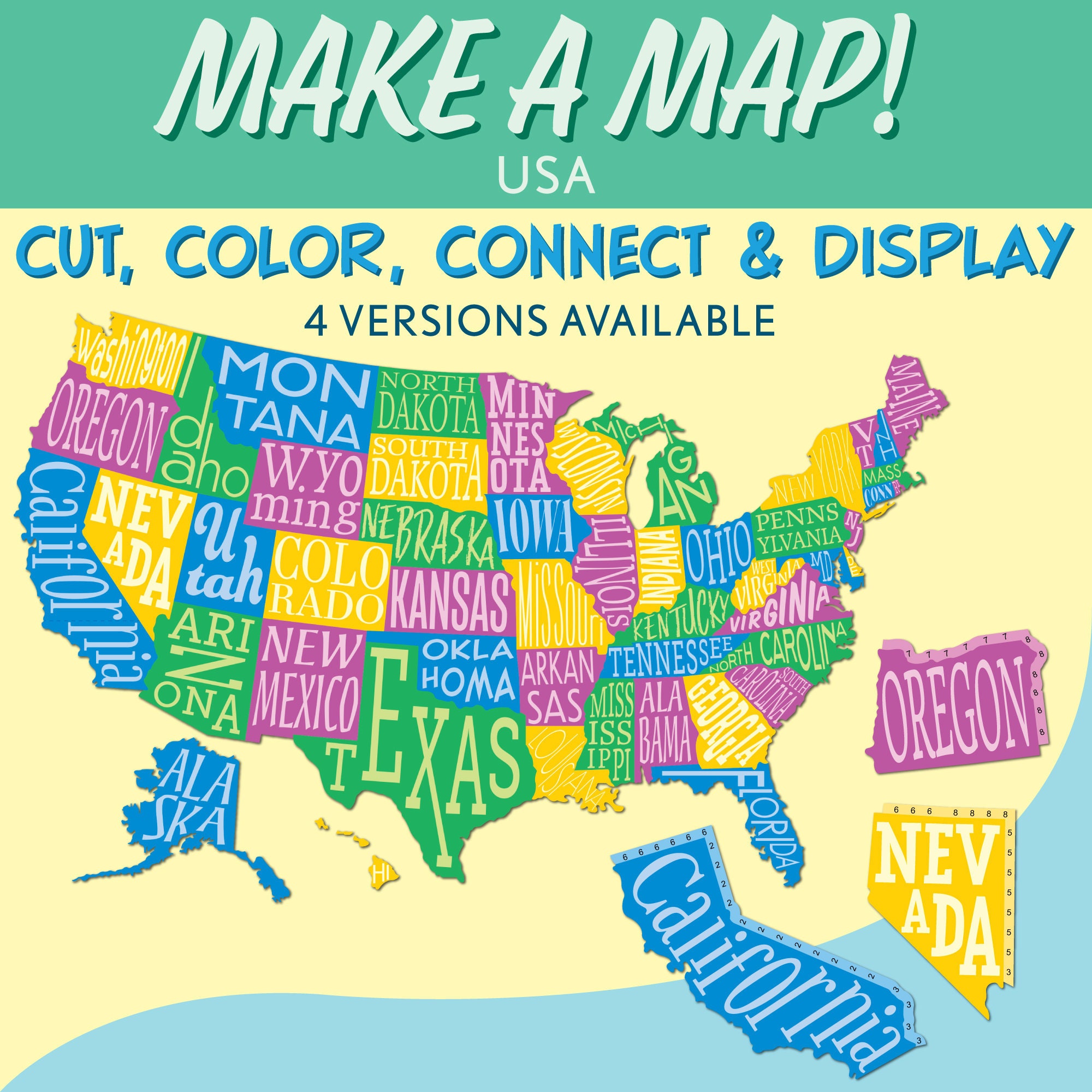 USA Make a Map! United States Interactive Bulletin Board Geography ...