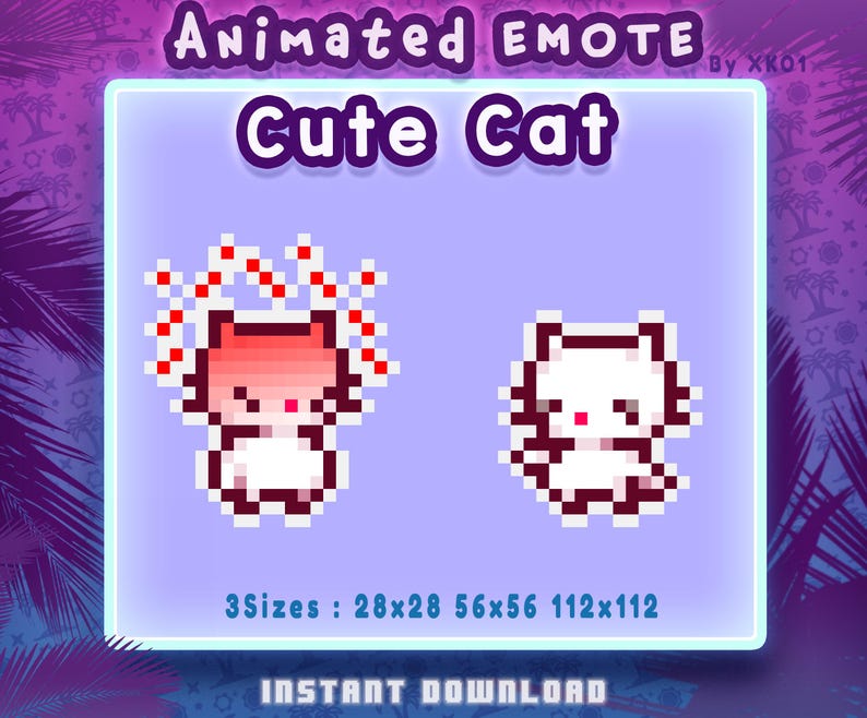 Animated Cat Emote, Animated Pixel Art Emote, Happy & Mad Emote, Cat ...