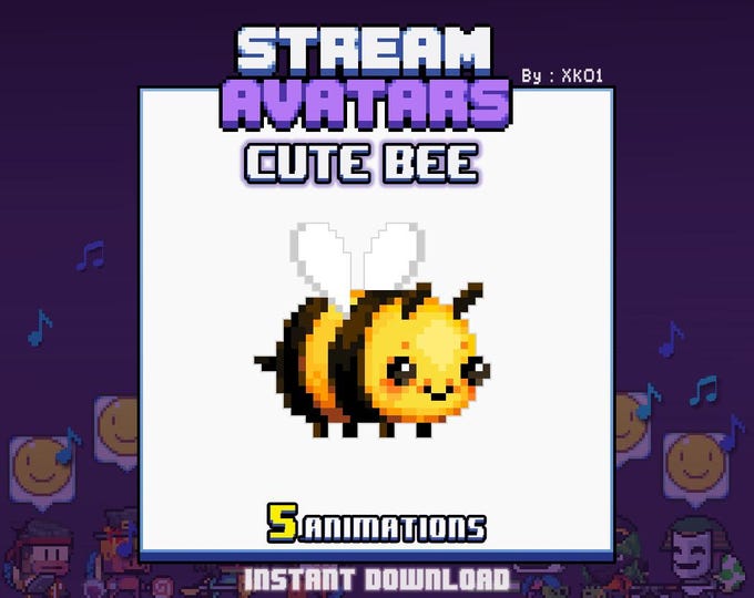 Cute Bee Stream Avatar, Chibi Pixel Art Pet for Twitch, Kick and ...