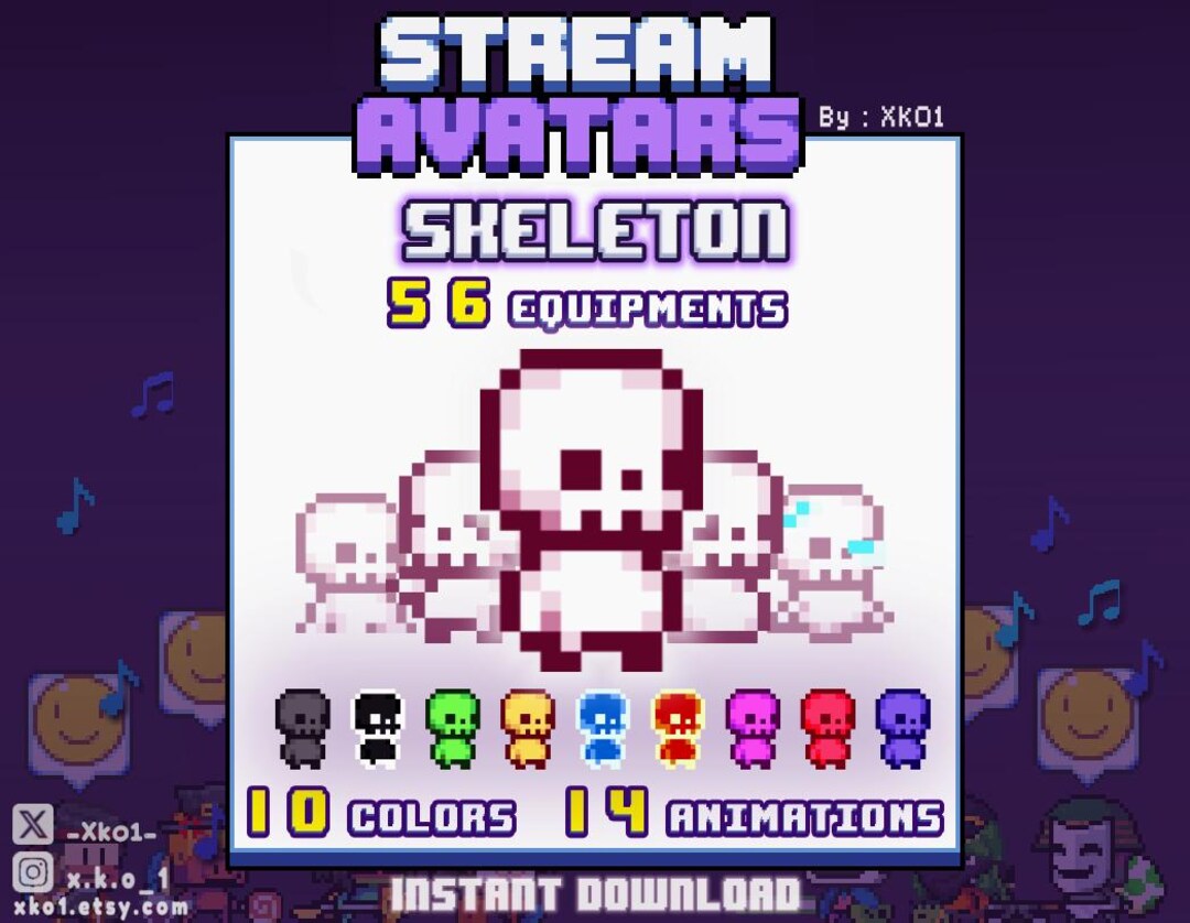 Skeleton Stream Avatar, With Different Colors, Animations, and ...