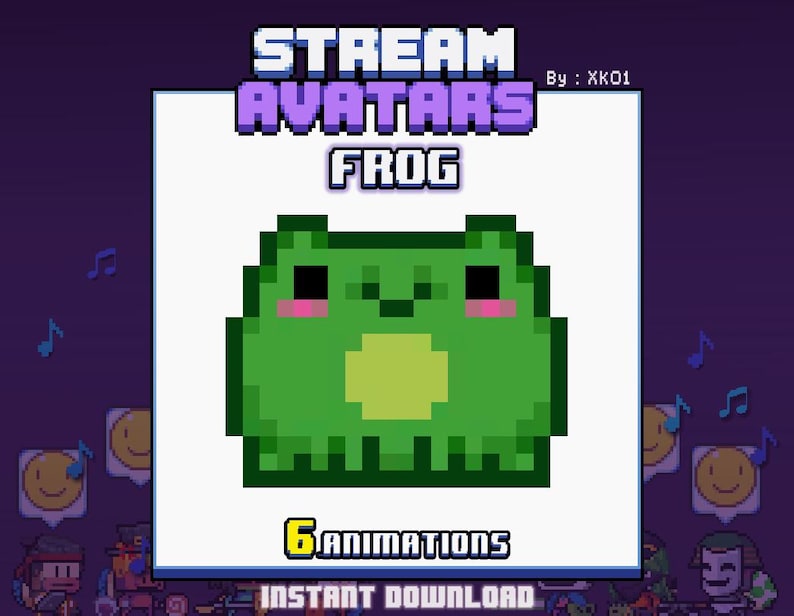 Cute Frog Stream Avatar, Chibi Pixel Art Pet for Twitch, Kick and ...