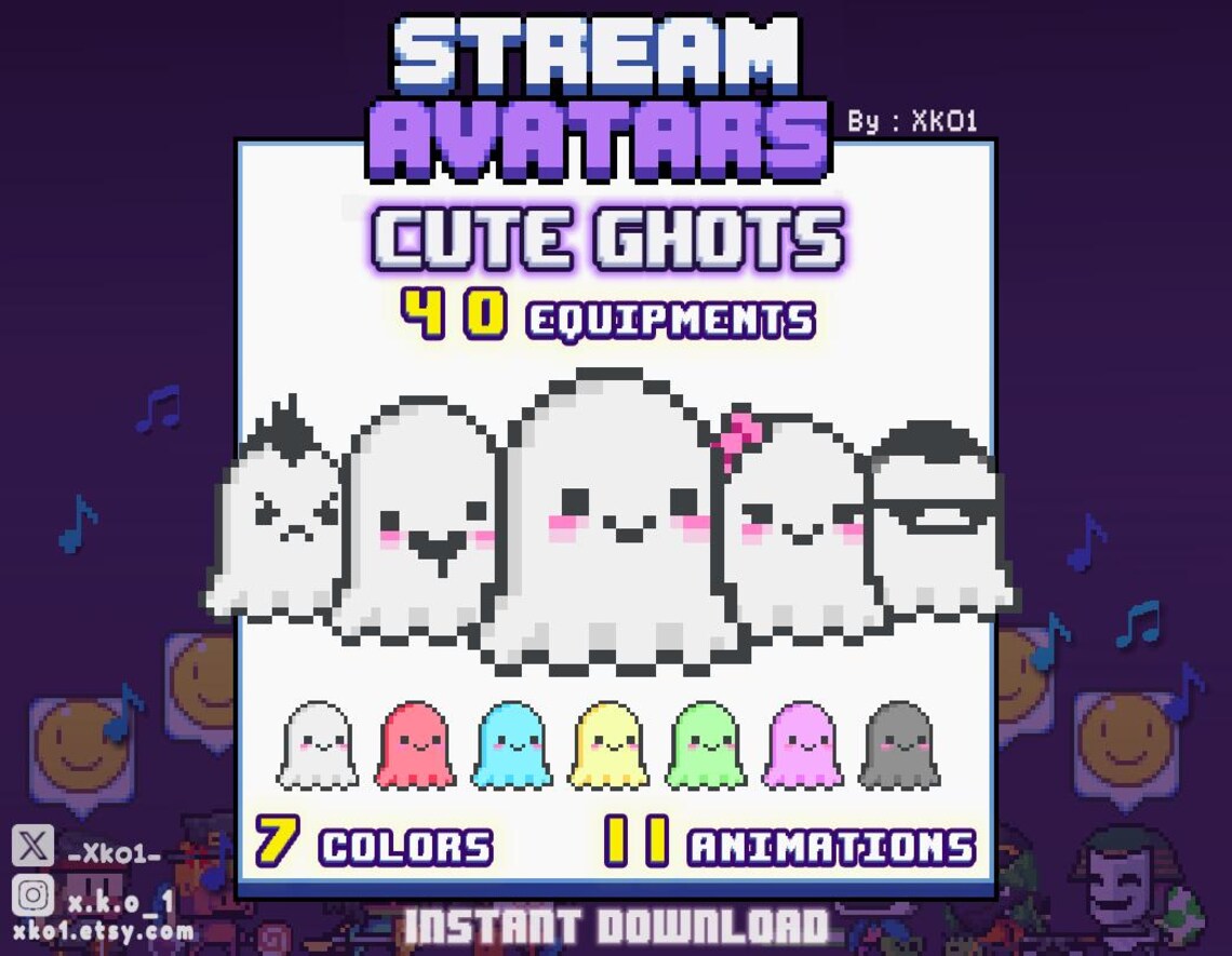 Cute Ghost Stream Avatar, With Different Colors, Animations, and ...