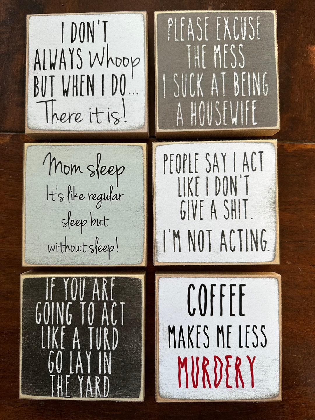 Small Wood Signs / Word Blocks / Funny Sayings - Etsy