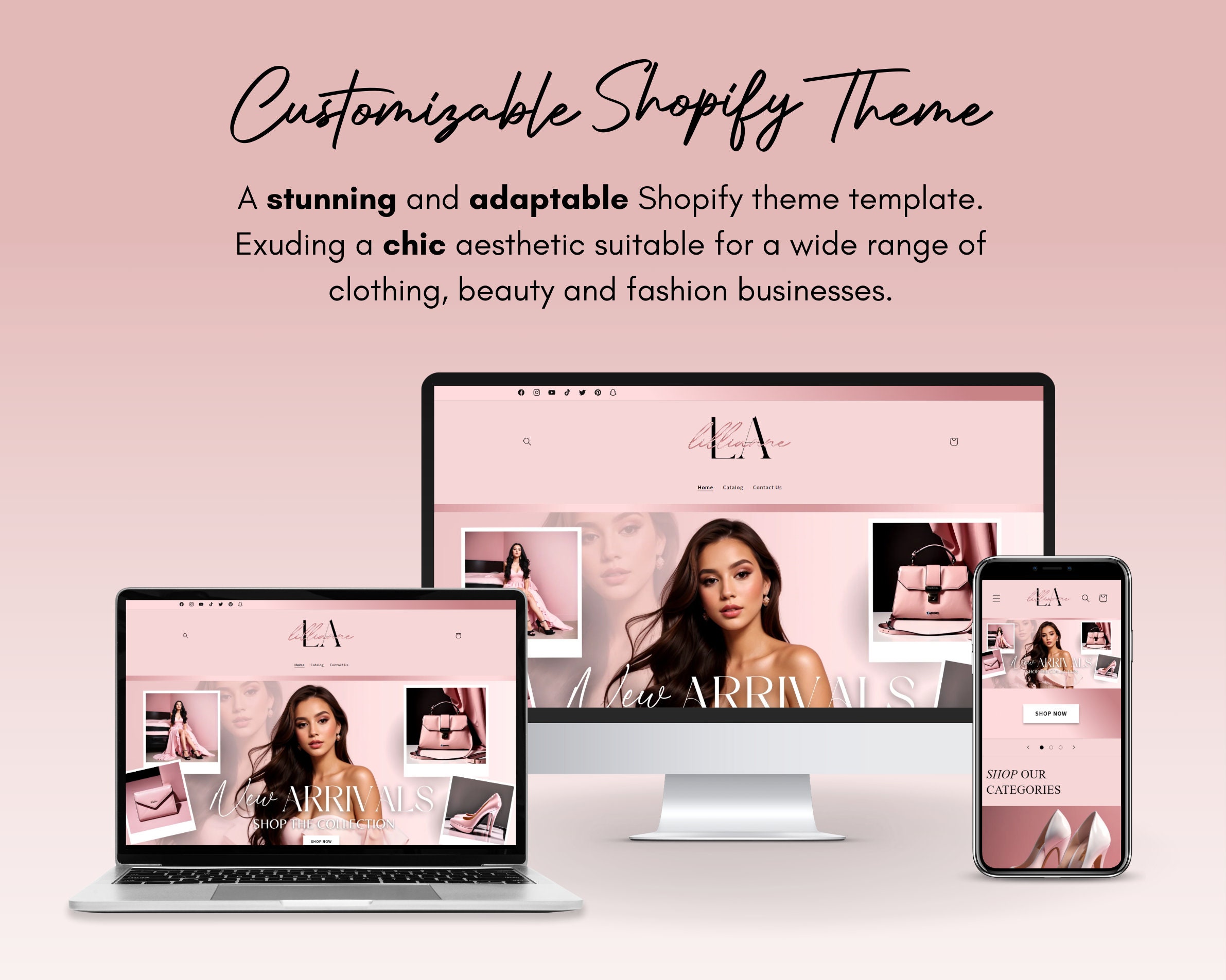Boutique Website Template | Boutique Shopify Website Template Rose Gold ...