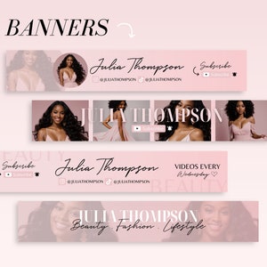 Youtube Branding Kit Pastel Pink L Editable Banners, Intros & Outro ...