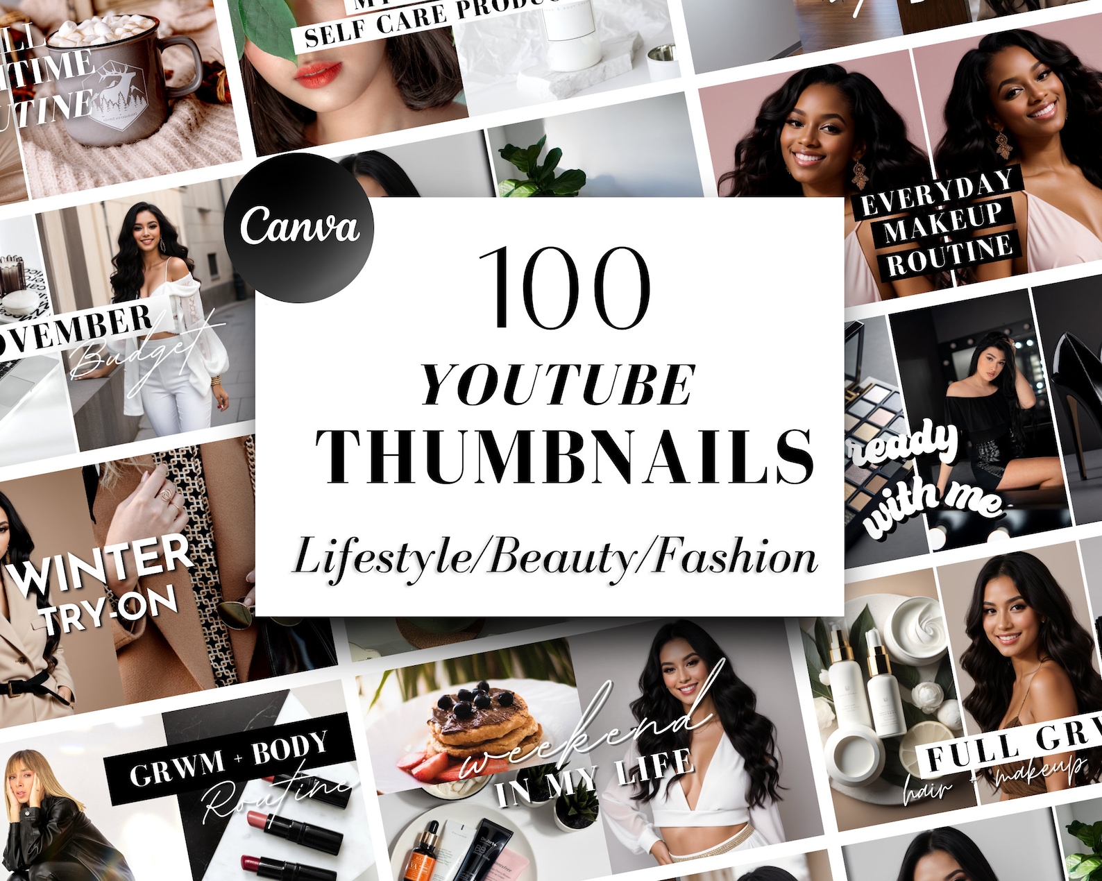 Youtube Thumbnail Templates | Lifestyle, Beauty & Fashion Kit | Youtube ...