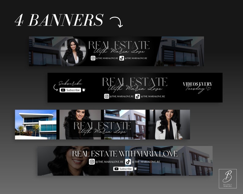 Real Estate Youtube Branding Kit L Editable Banners, Intros & Outro ...