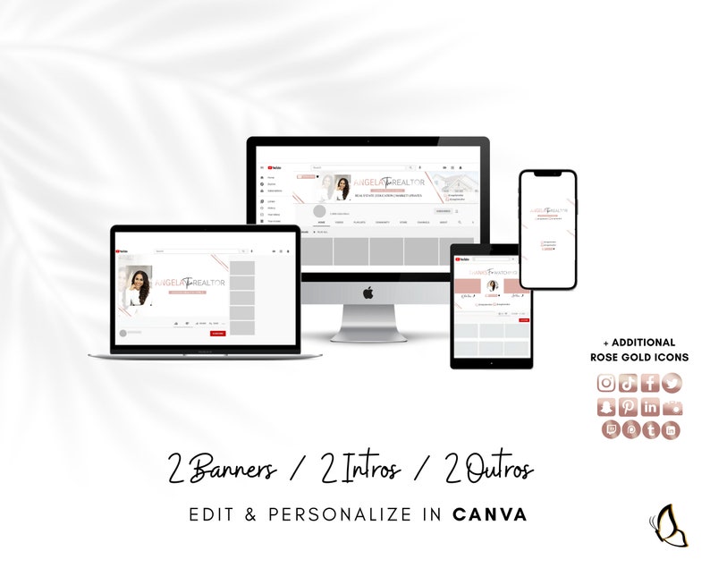 Youtube Branding Kit Real Estate Youtube Banners Intros & - Etsy