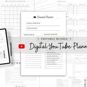 Youtube Planner L Content & Video Planner EDITABLE BUNDLE - Etsy