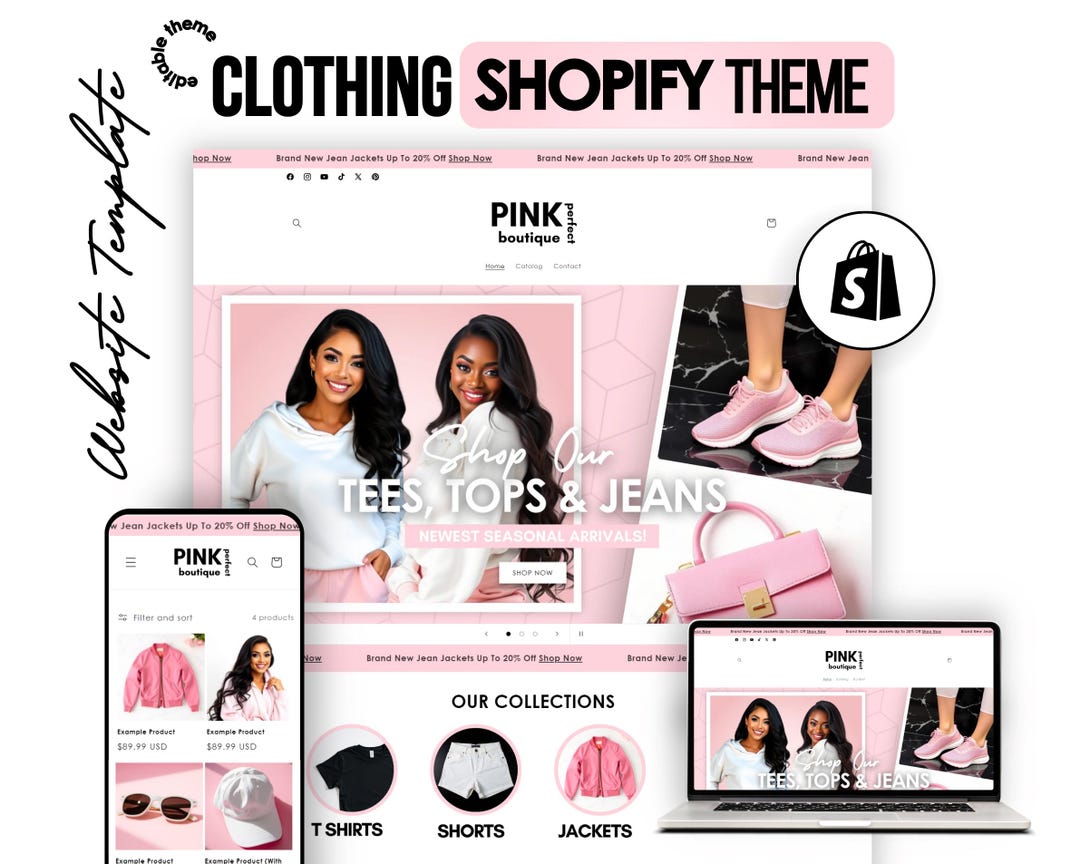 Shopify Theme Template, Clothing Shopify Website Template, Boutique ...
