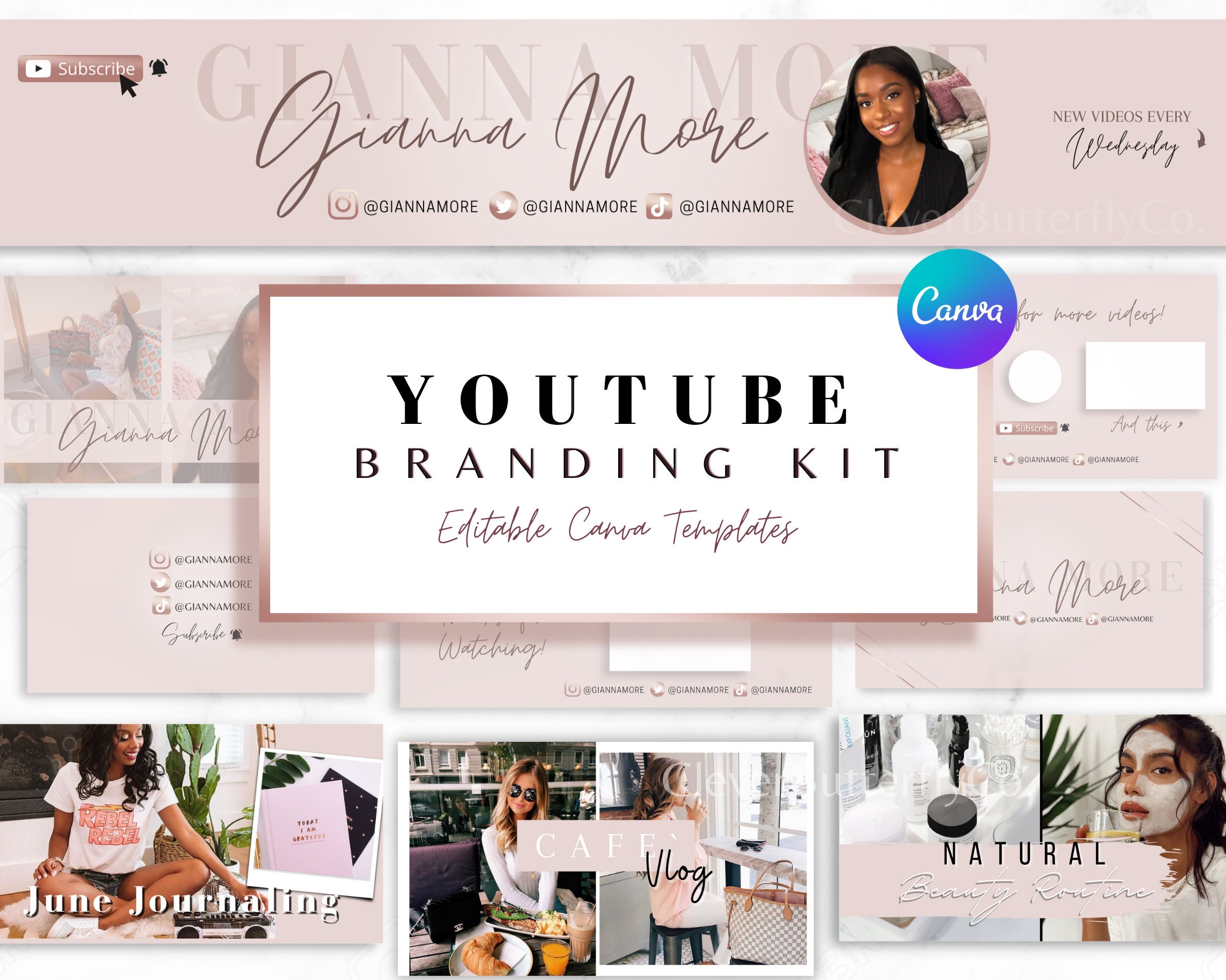 Youtube Branding Kit L Editable Banners Intros Outros & - Etsy