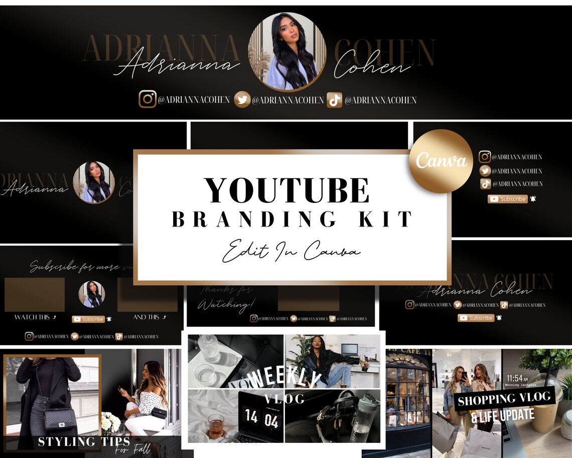 Youtube Branding Kit Editable Banners Intros Outros & - Etsy