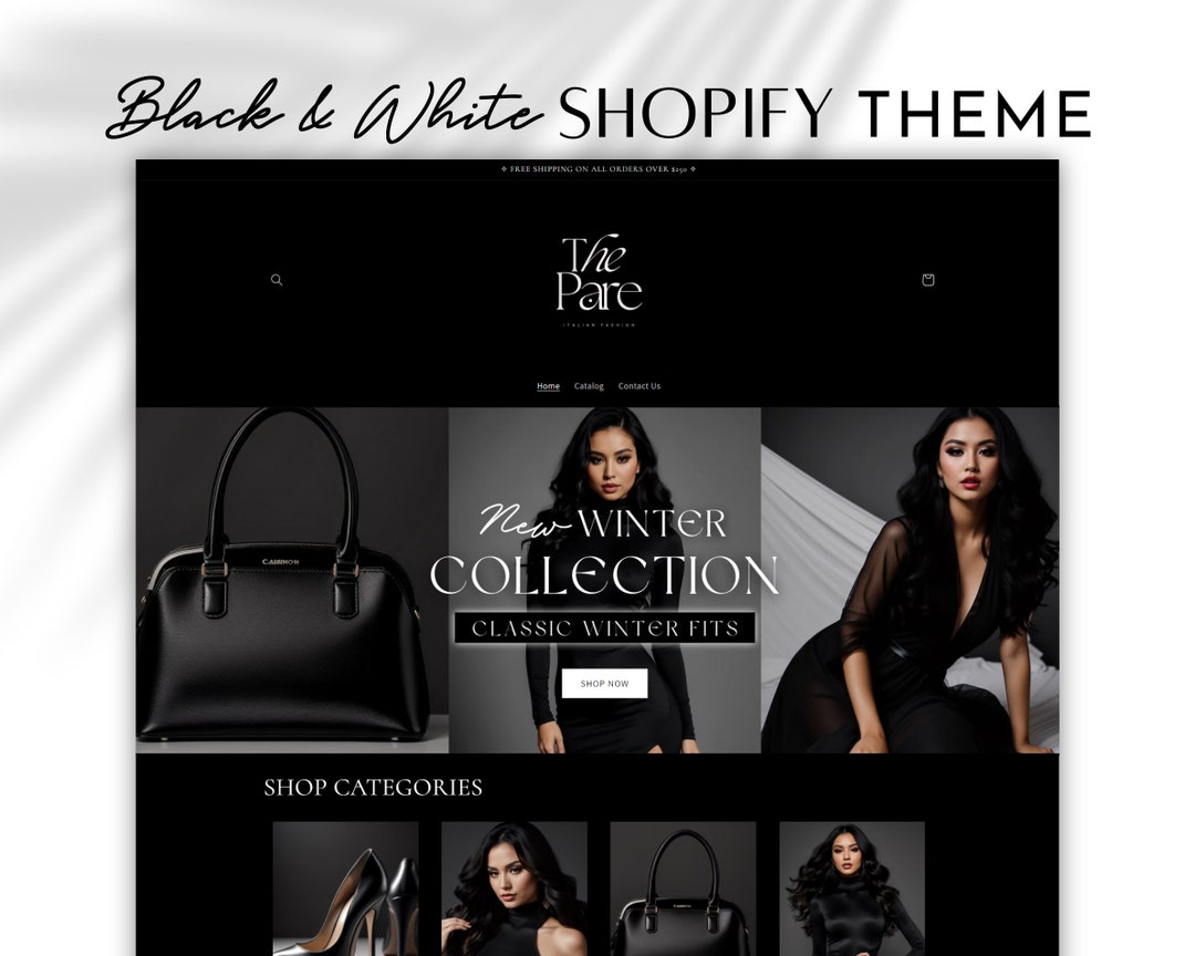 Shopify Theme | Black & White Shopify Website Template | Dark Luxury - Etsy