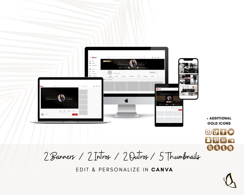 Youtube Branding Kit Editable Banners Intros Outros & - Etsy