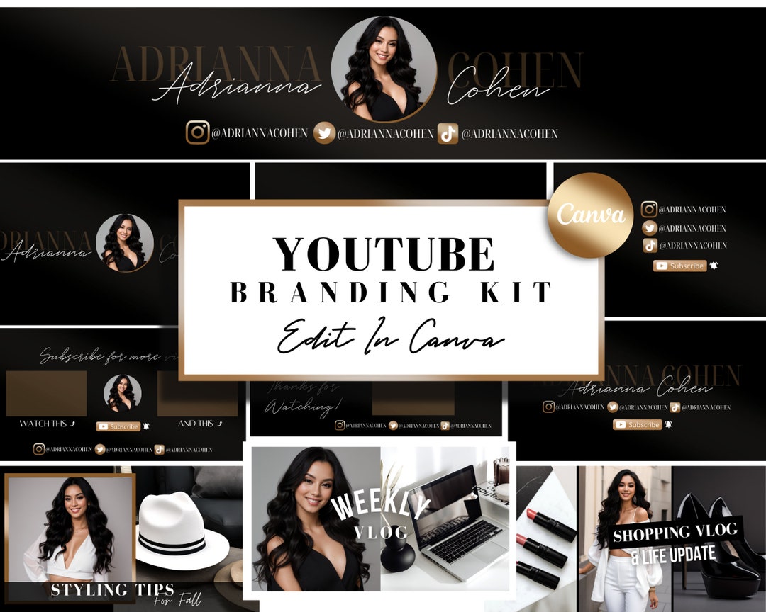Youtube Branding Kit | Editable Banners, Intros, Outros & Thumbnail ...