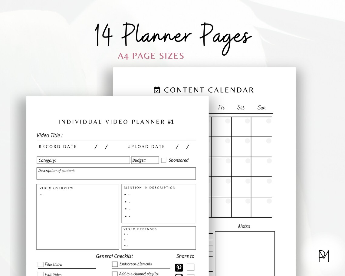Youtube Planner L Content & Video Planner EDITABLE BUNDLE | Etsy UK