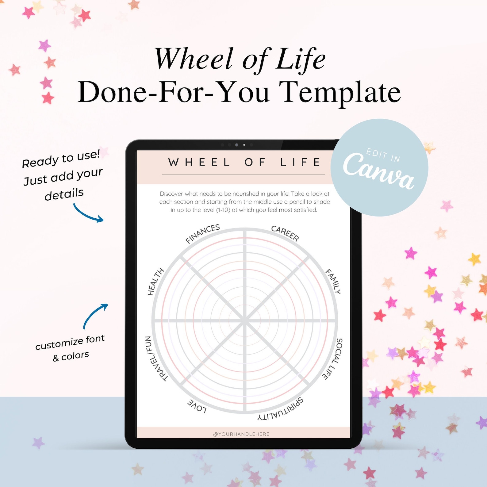 Wheel of Life Printable, Wheel of Life Circle, Wheel of Life Balance ...
