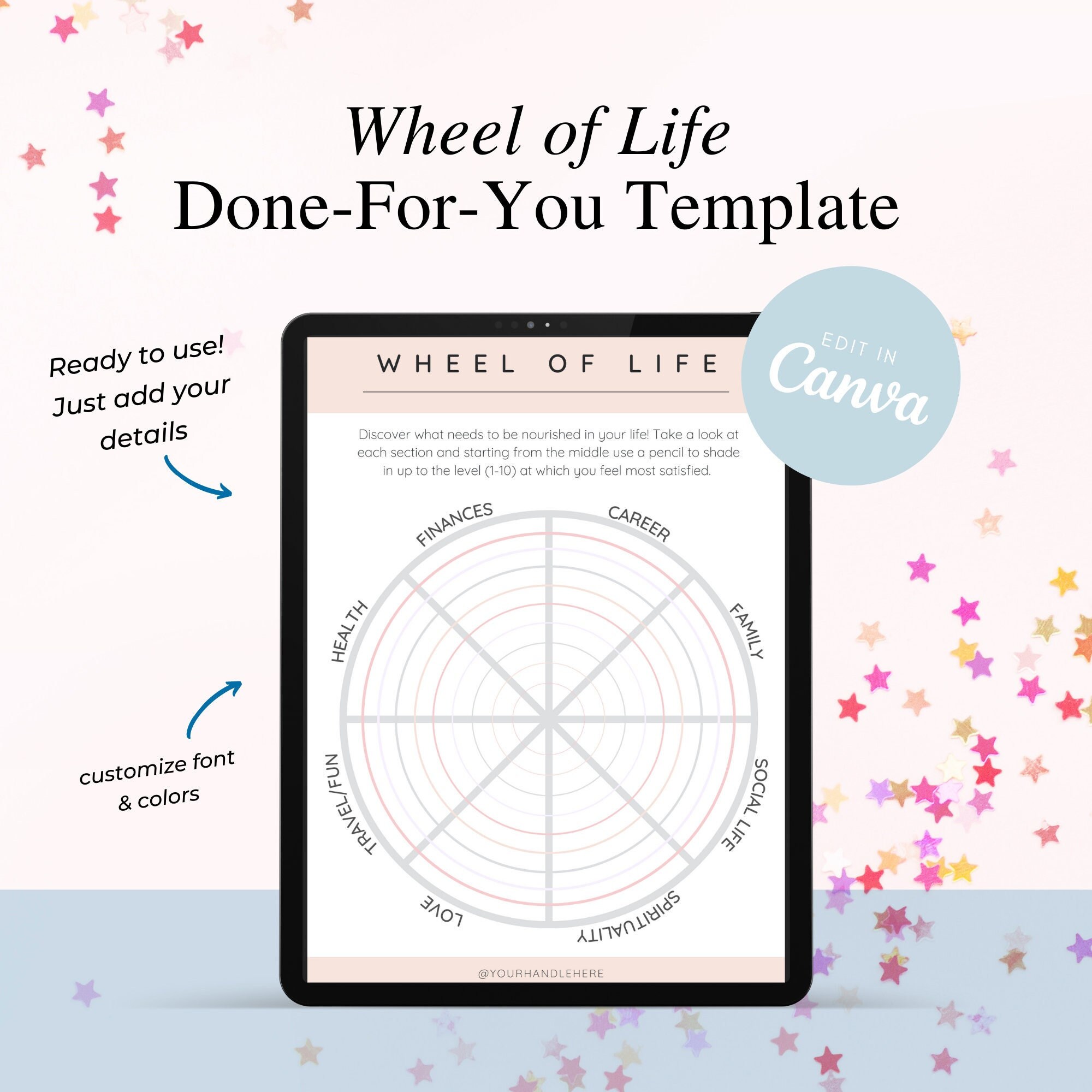 Wheel of Life Printable, Wheel of Life Circle, Wheel of Life Balance ...