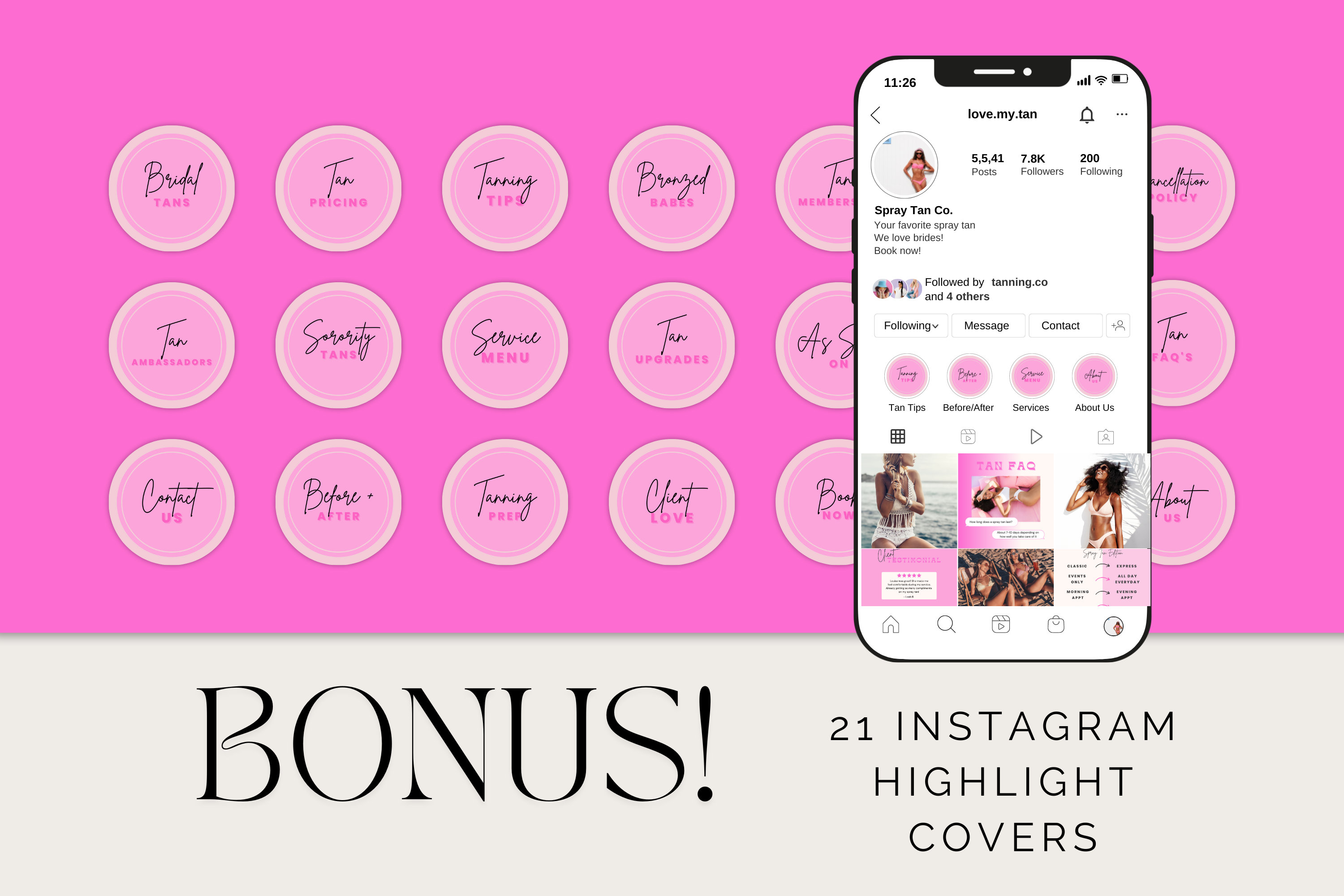 Spray Tan Instagram Templates, BONUS Highlight Covers, 21 Spray Tan ...