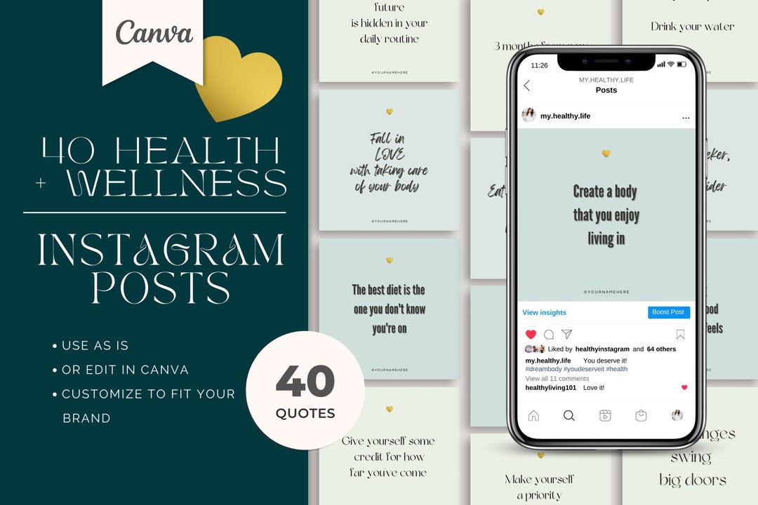 40 Instagram Canva Templates for Health and Wellness Coaches, Health ...