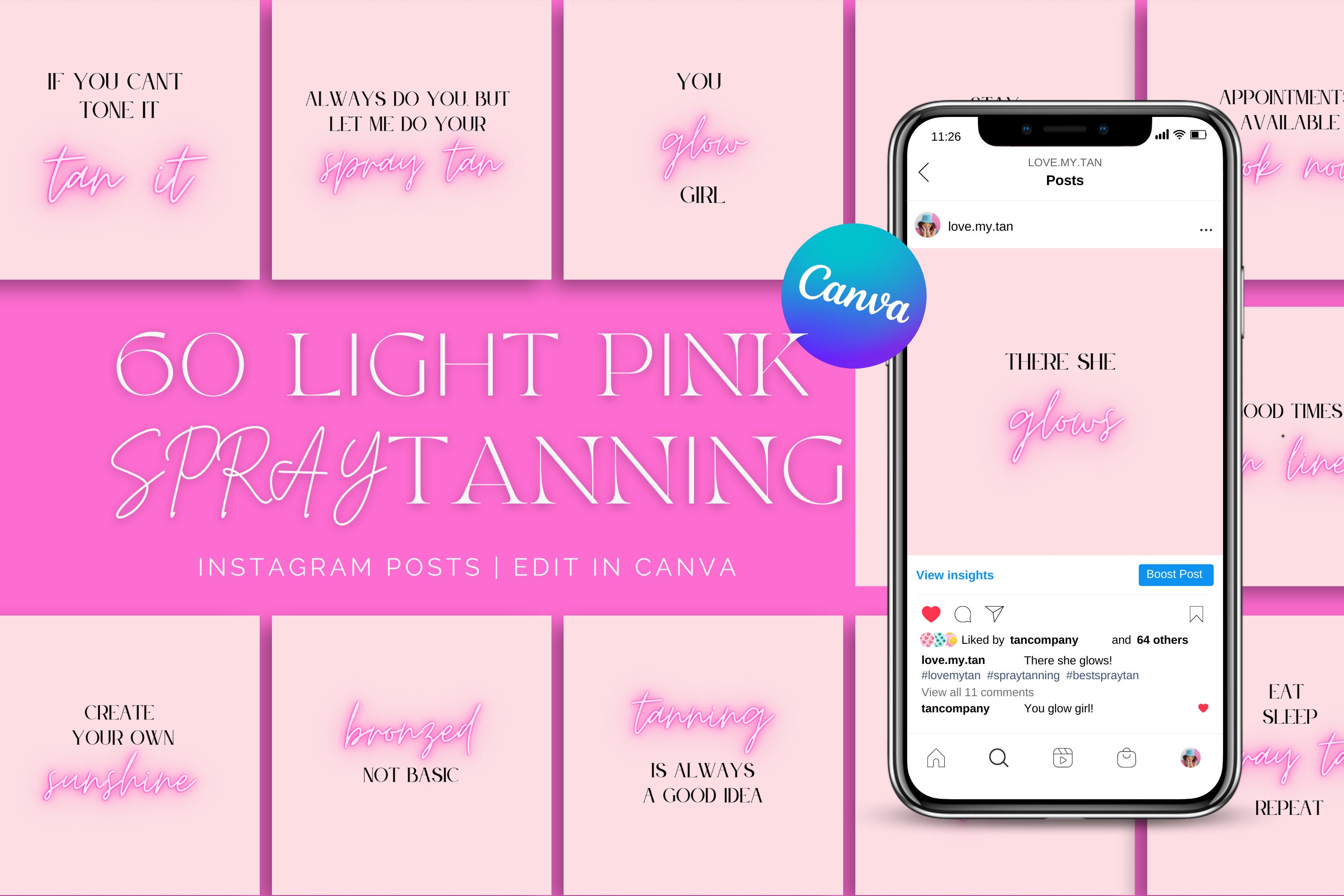Spray Tan Instagram Posts, Spray Tan Quotes, Spray Tan Canva Template ...