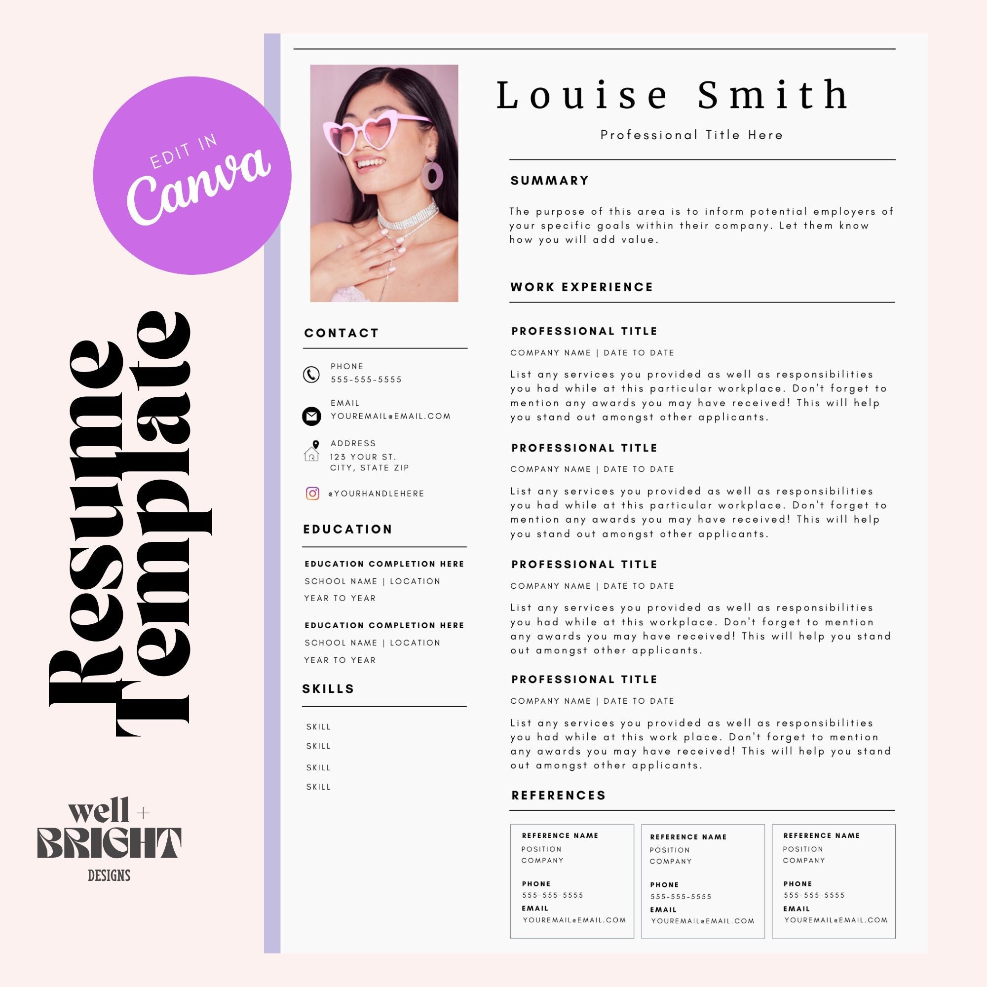 Resume Template Canva Esthetician Hair Stylist Resume Professional