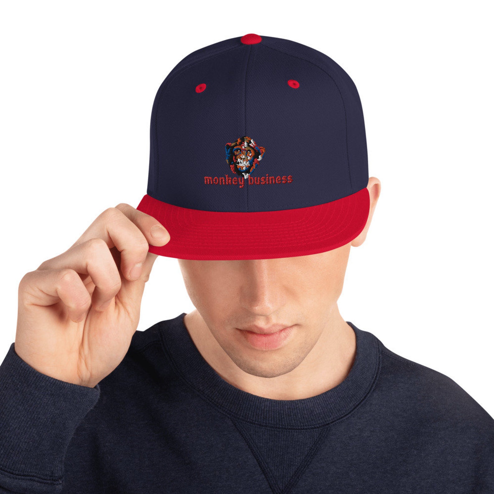 Monkey Business Cool Embroidered Classic Snapback Hat - Etsy