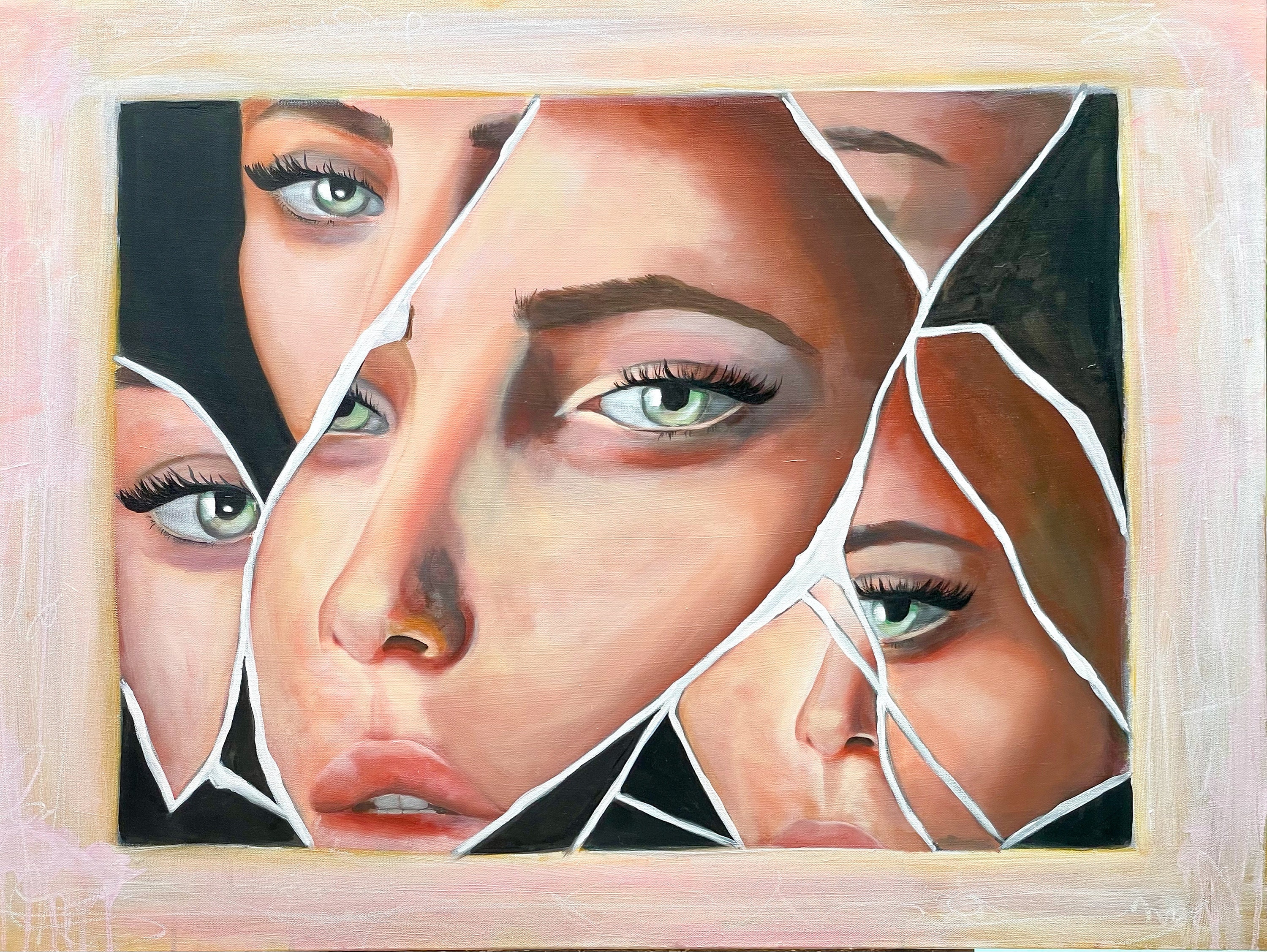 Trippy Broken Mirror Portrait "shattered" Canvas or Paper Print - Etsy