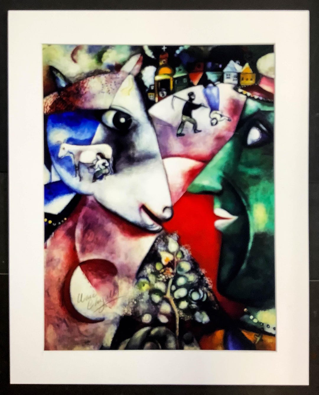 Marc Chagall - I and the Village - Hand Signed Signature - Matted ...
