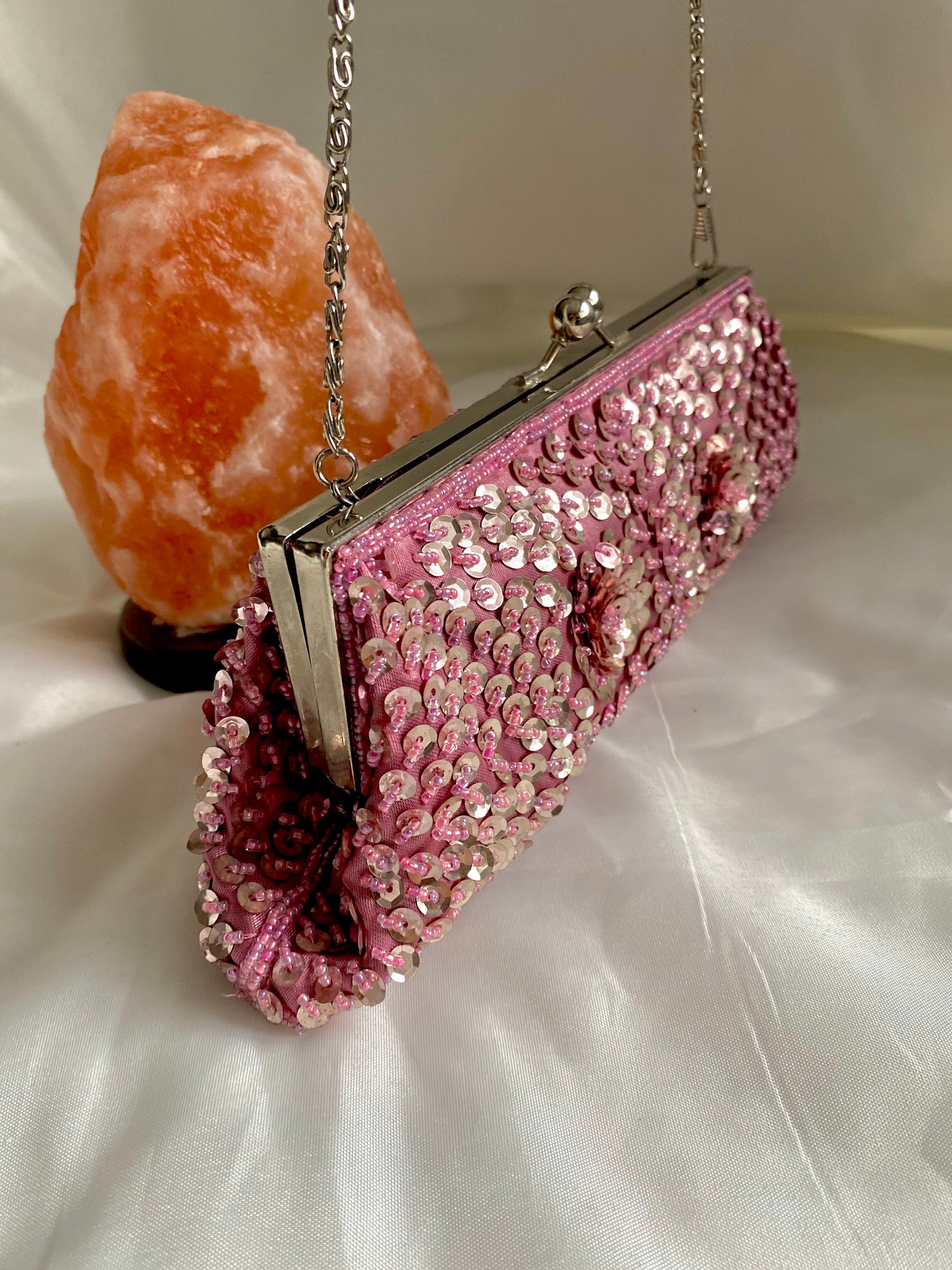 Pink Wedding Clutch, Hot Pink Bag, Beaded Purses, Seed Bead Bags ...