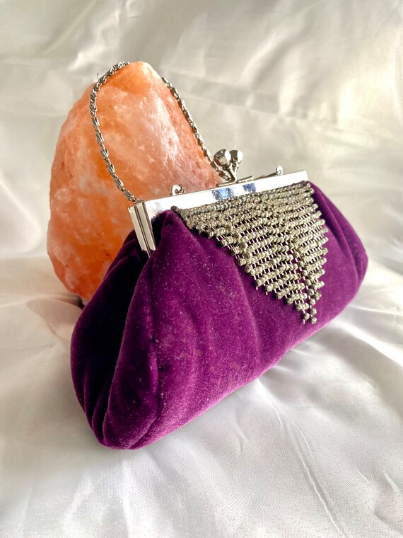 Vintage Evenin Bag, Purple Handbag, Beaded Purse, Emb… - Gem