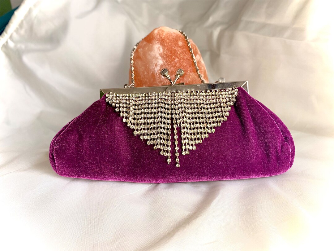 Vintage Evenin Bag, Purple Handbag, Beaded Purse, Embroidery Bag ...
