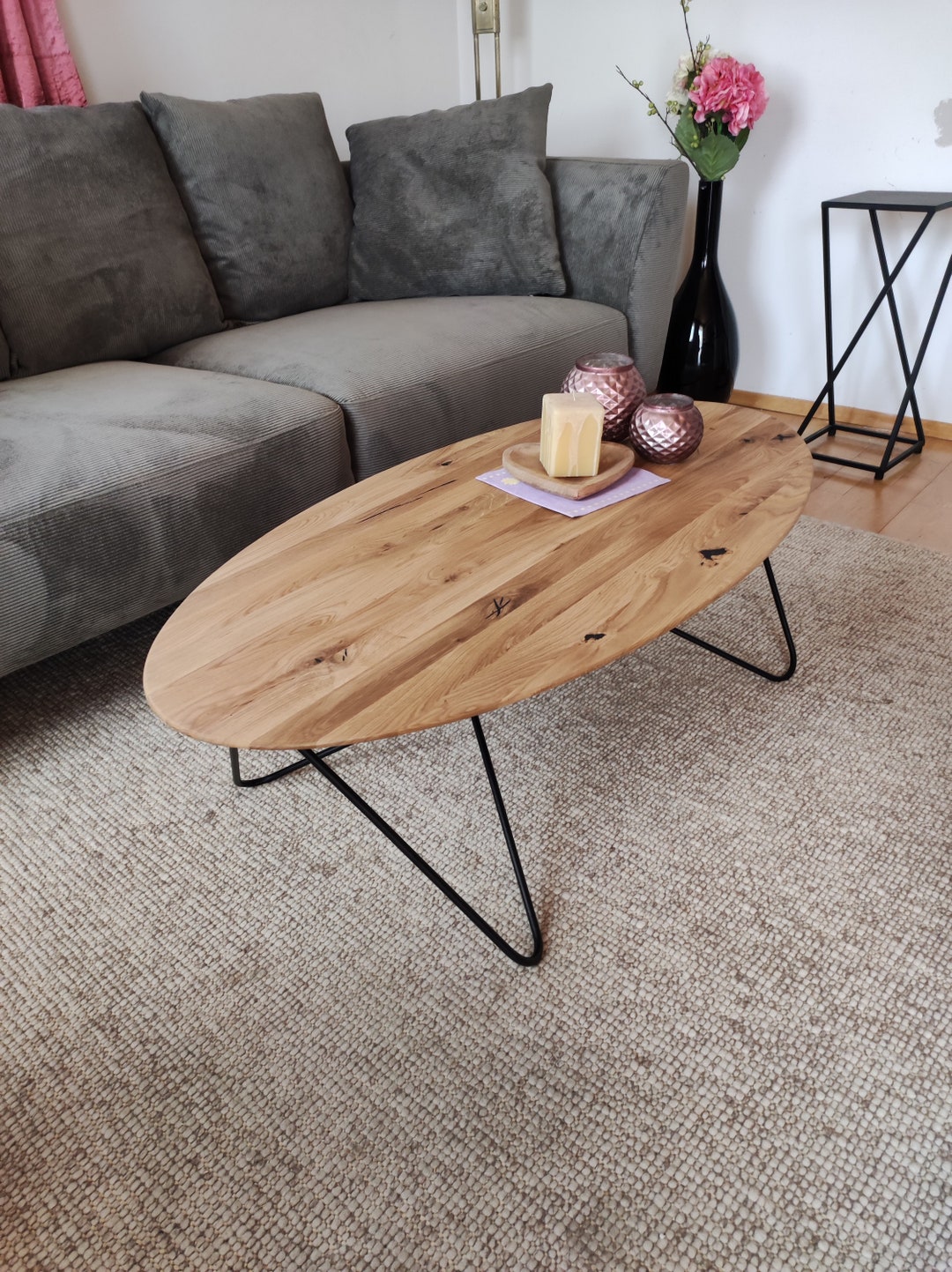 Oval Coffee Table Prado With Oak Table Top Solid Wood 120 X 60 Cm ...