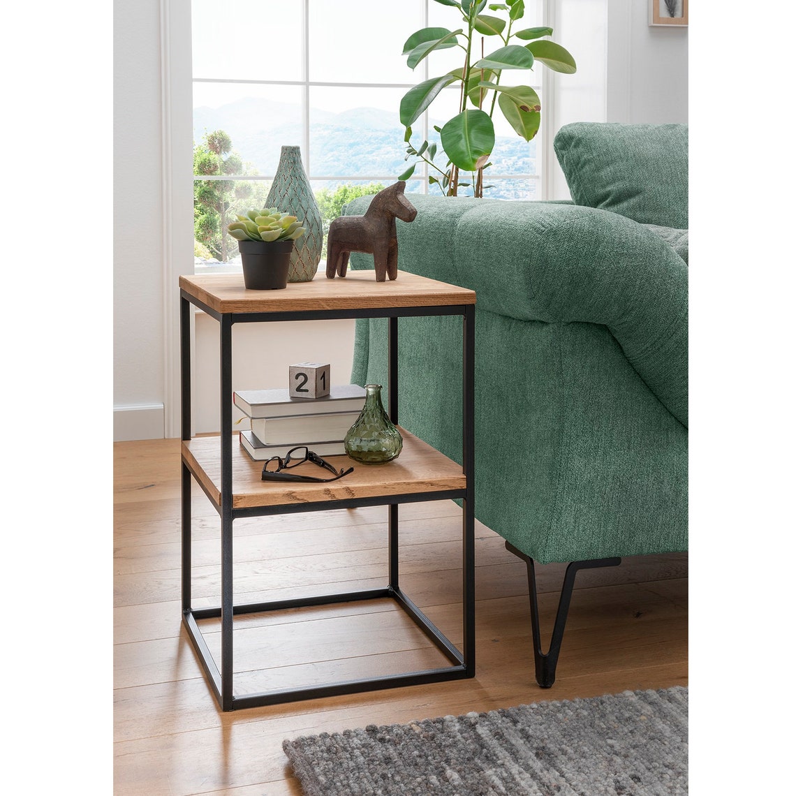 Side Table Silvio in Oak With Black Frame Coffee Table Bedside Table ...