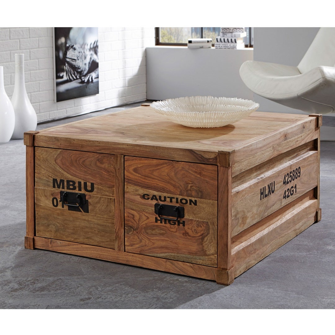 Coffee Table Container 91 X 91 Cm Made of Shisham Solid Wood - Etsy