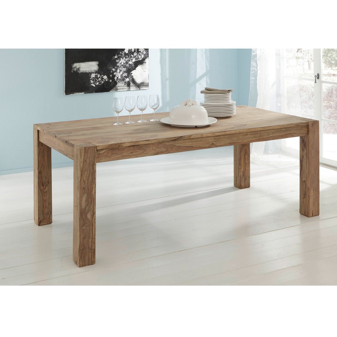 Extendable Dining Table Big 180/200 X 100 Cm With Extension Plates Made ...