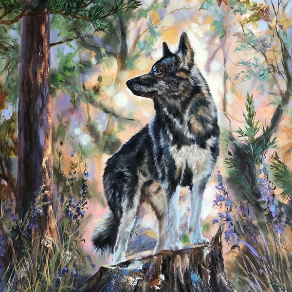 Oil Painting Wolf - Etsy