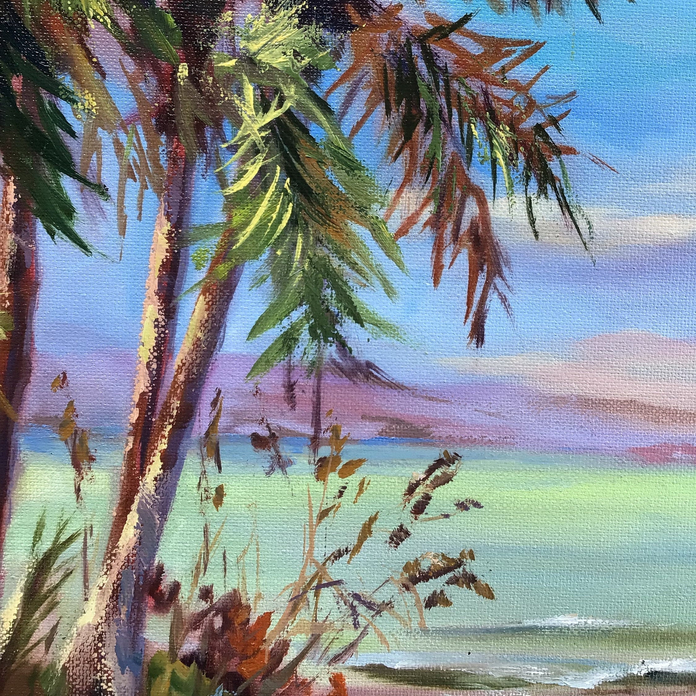 Beach Painting Palm Trees Original Art Nautical Wall Art | Etsy