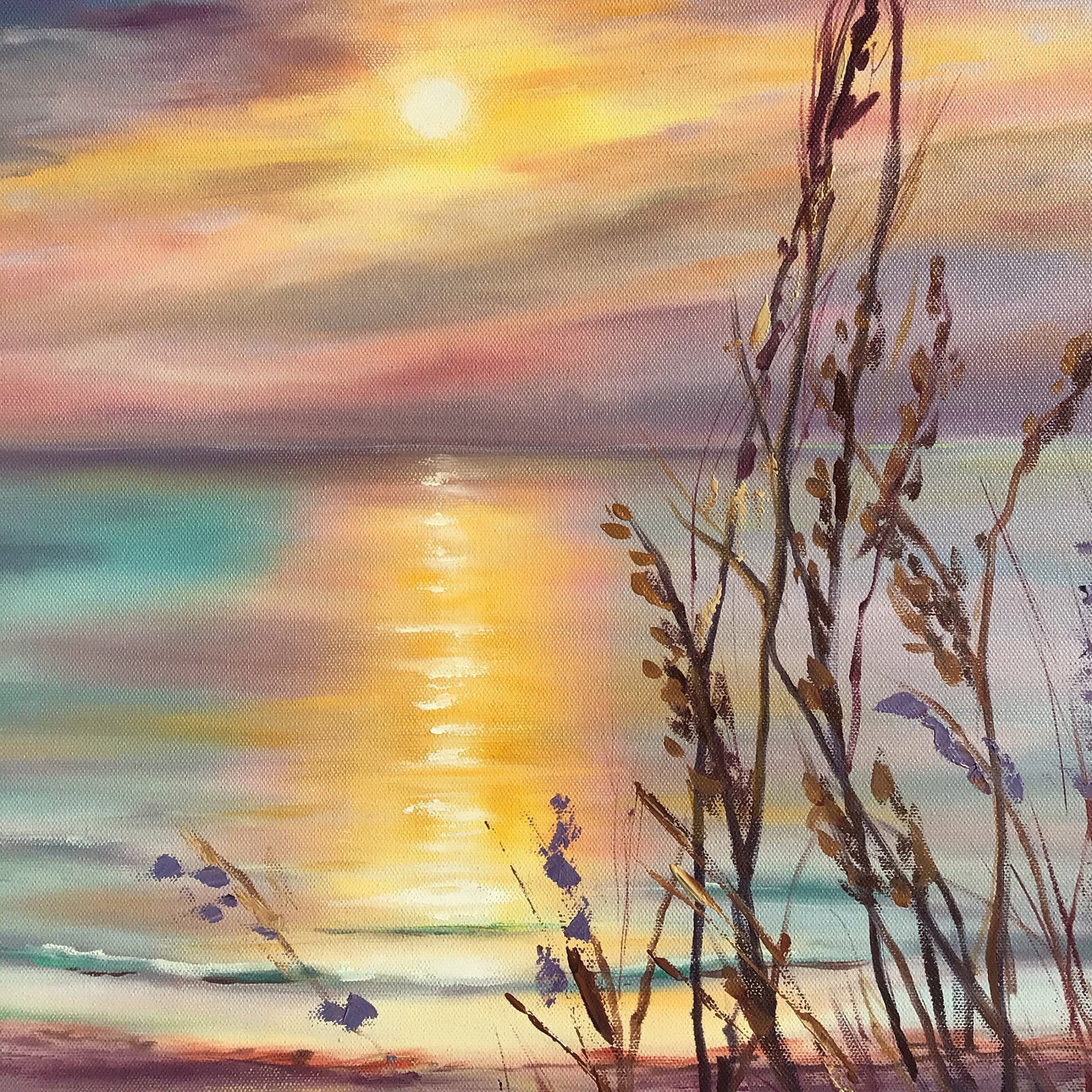 Florida Painting Beach Original Art Sunset And Seagrass | Etsy