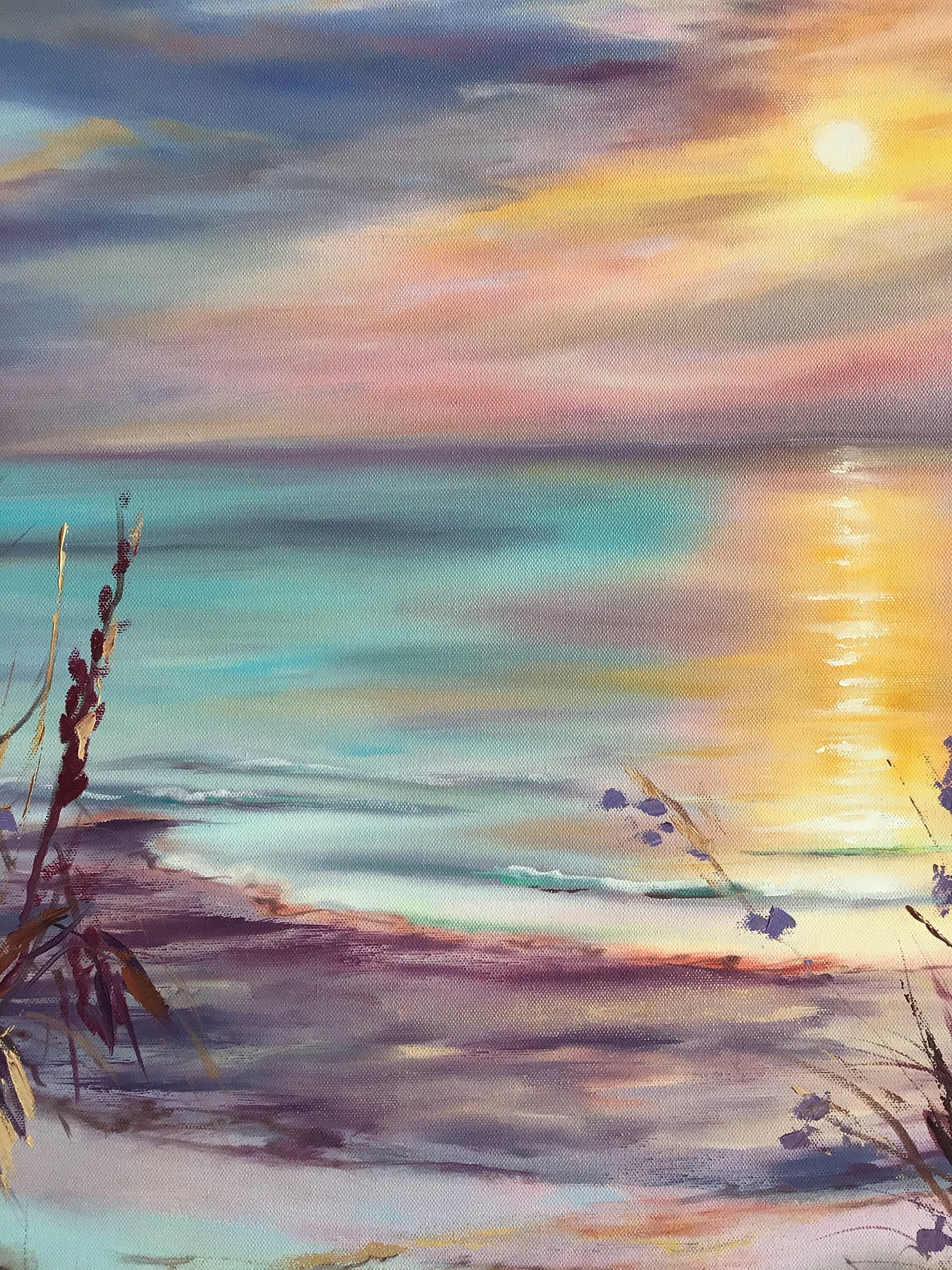 Florida Painting Beach Original Art Sunset and Seagrass - Etsy