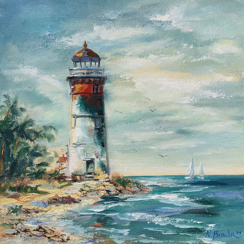 Lighthouse Painting - Etsy