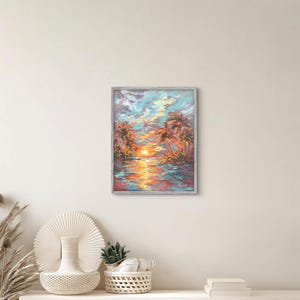 Sunset Painting Florida Original Art Chunky Wall Art Tropical Beach ...
