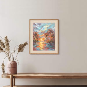 Sunset Painting Florida Original Art Chunky Wall Art Tropical Beach ...