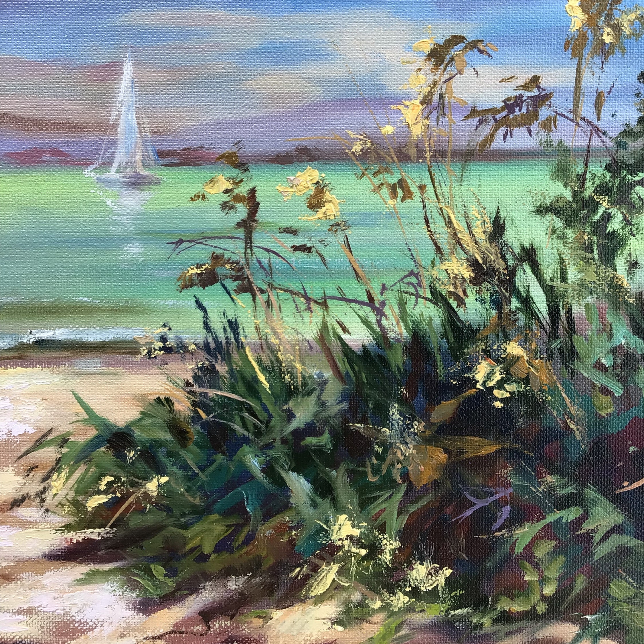 Florida Beach Painting Palm Trees Original Art Coastal Oil Seascapes on ...