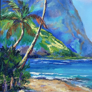 Hawaii Beach Painting Palms Original Art Tropical Beach Artwork ...