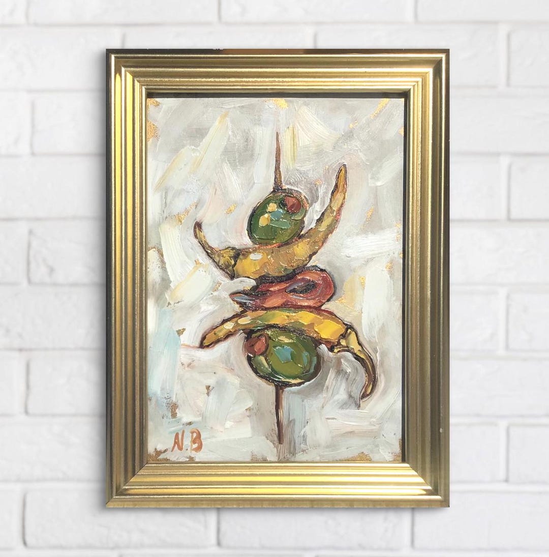 Gilda Pintxo Painting: Olives Original Art Spanish Food Artwork (7x5 ...
