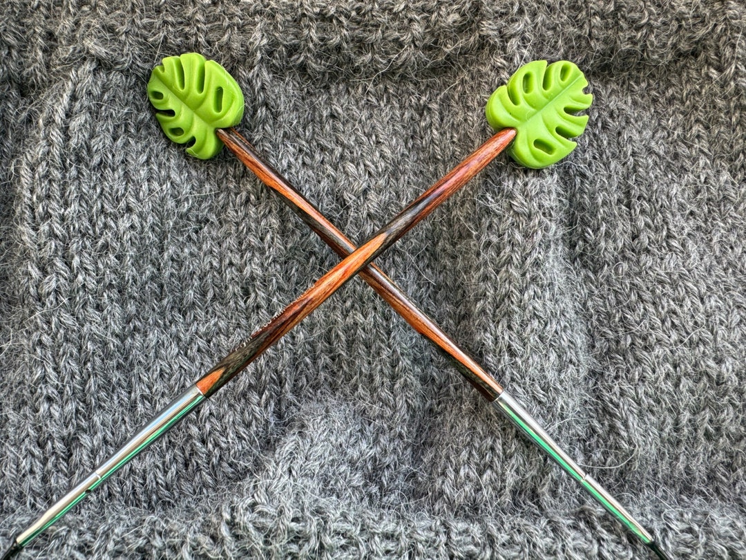 Monstera Knitting Needle Stopper Stitch Stopper Set of 2 - Etsy