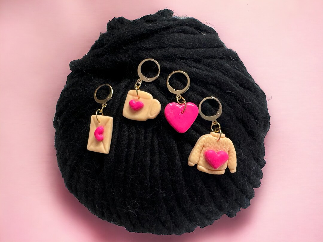 Hearty Stitch Marker Set | Handmade Polymer Clay Stitch Markers ...