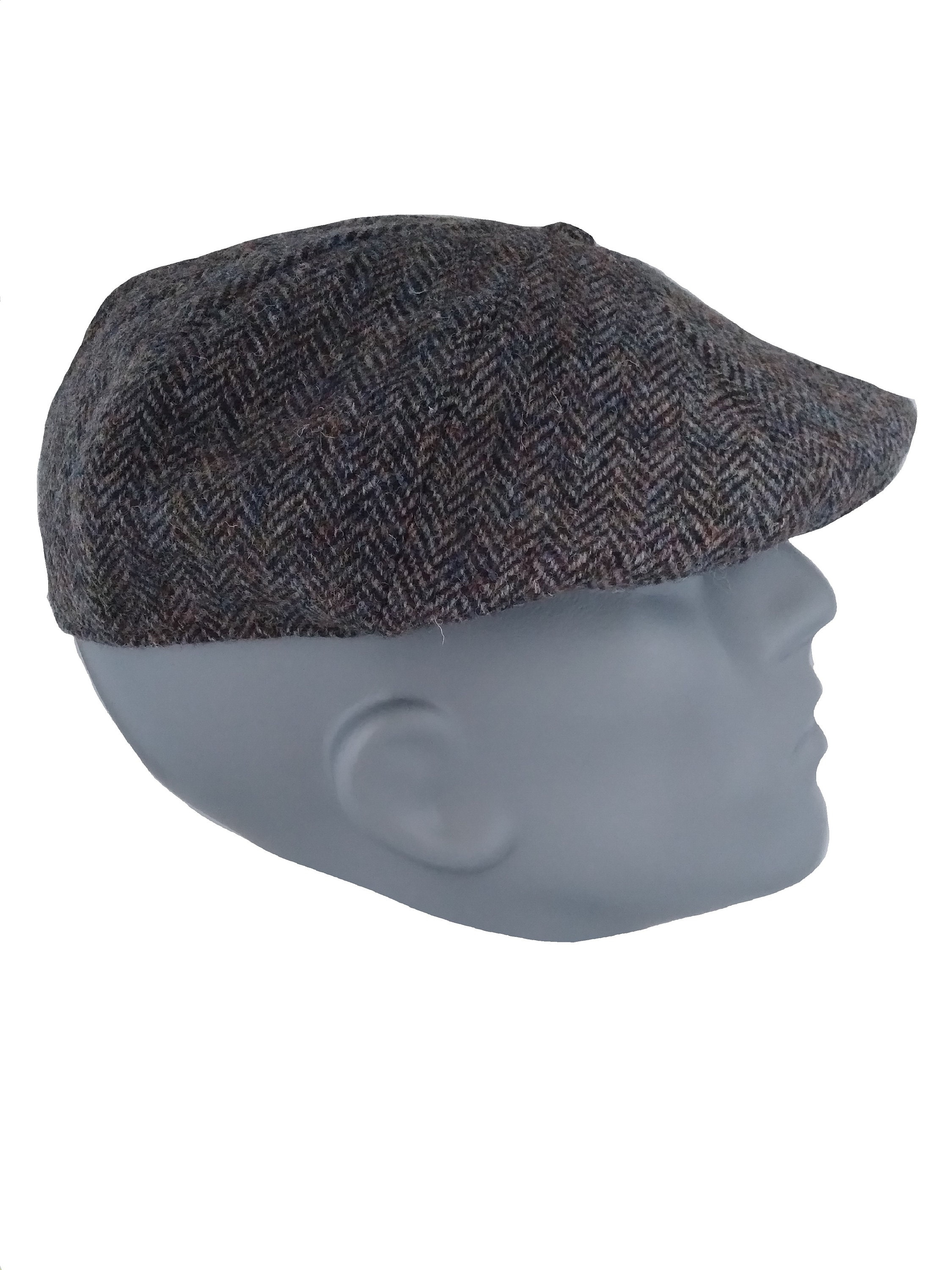 Genuine Scottish Highland Harris Tweed® Arran 8-pc Cap ZH015 in SLATE ...